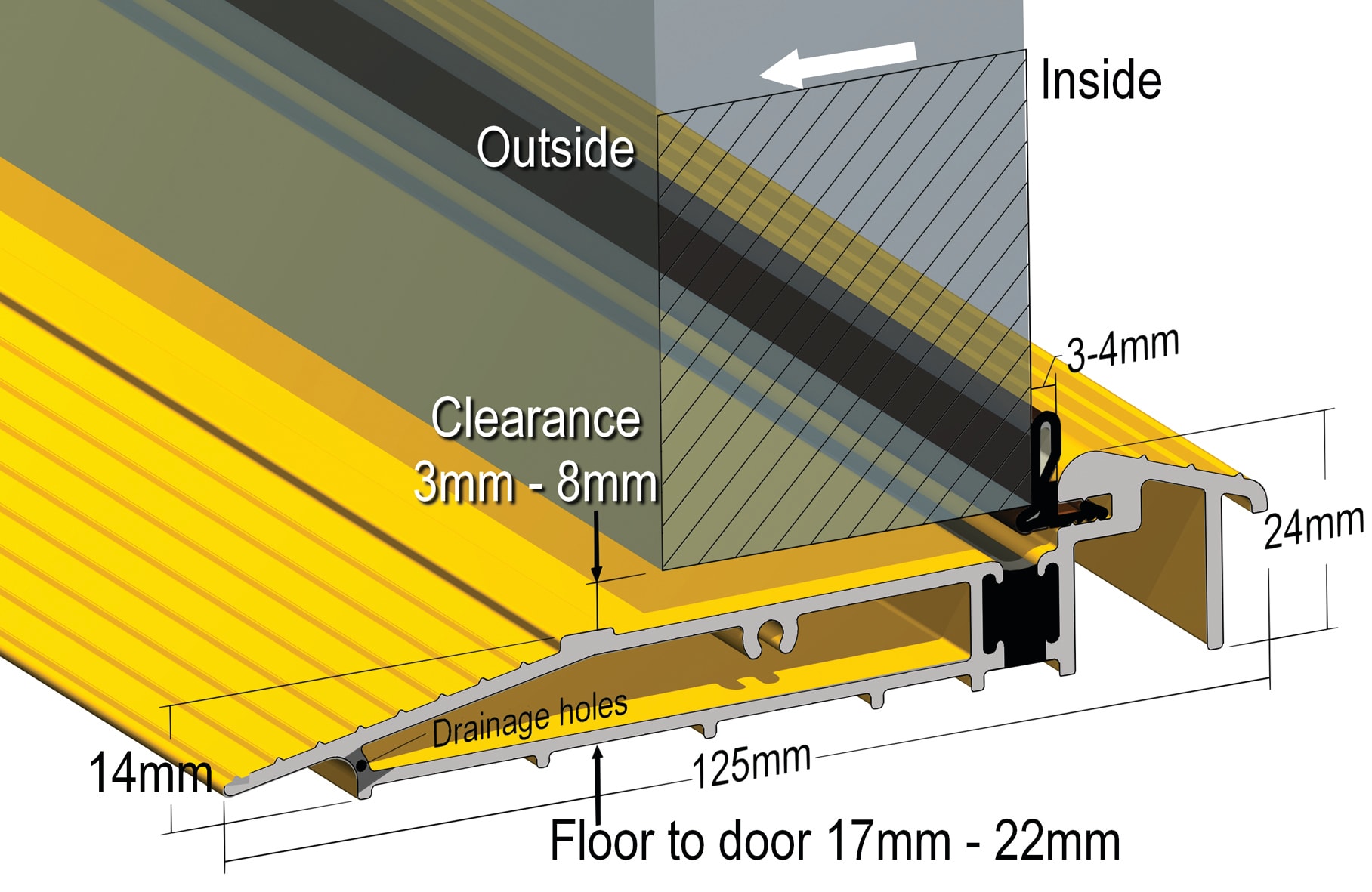 Threshold - PROLINE OUTWARD AM5EX SILVER 2000mm | IronmongeryDirect ...