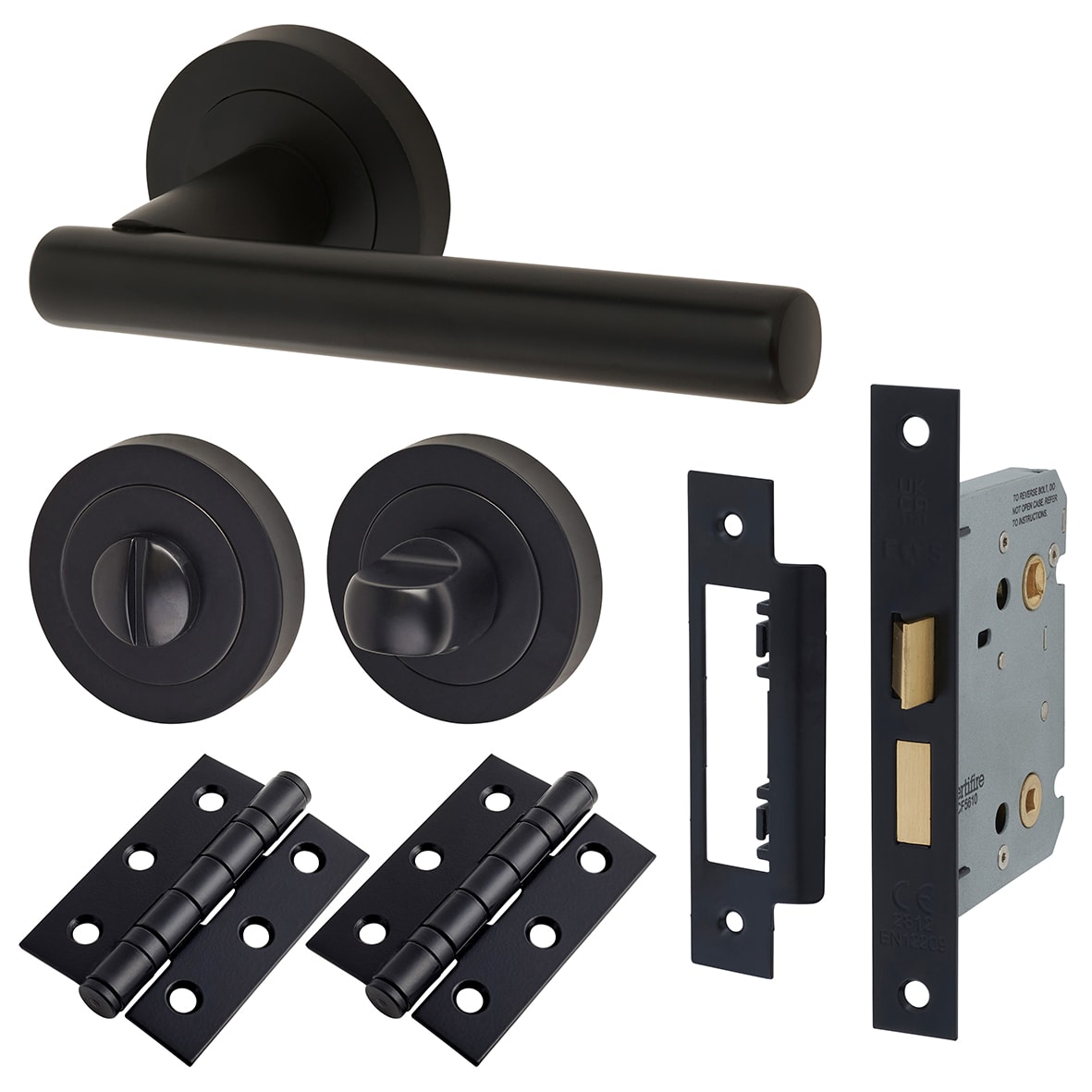 Altro Ella Bathroom Lock Door Handle on Rose Kit - Matt Black ...