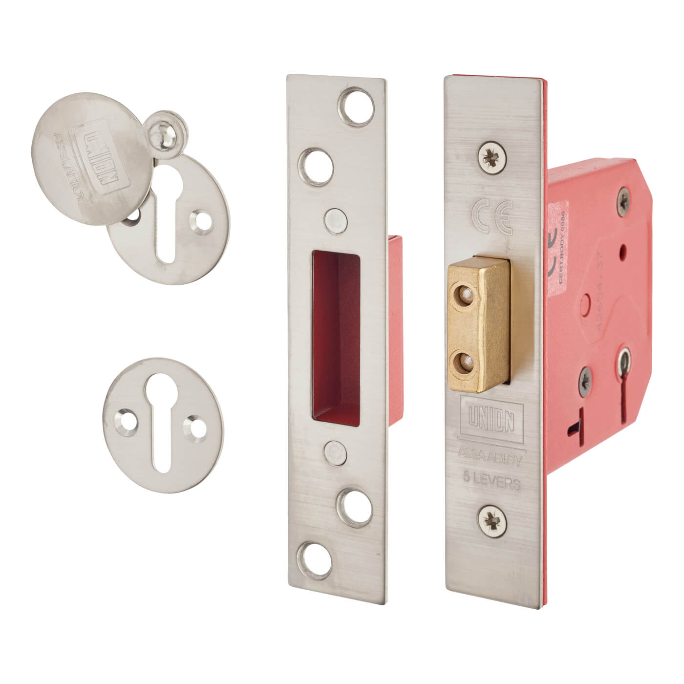 UNION 2101 5 Lever Deadlock - Keyed Alike - 77mm - 57mm Backset - Satin ...