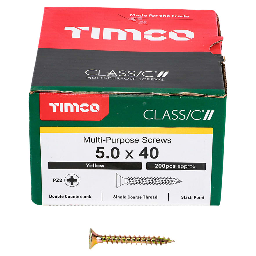 TIMCO Classic Woodscrew - 5.0 x 40mm - Pack of 200 | IronmongeryDirect | Same Day Despatch