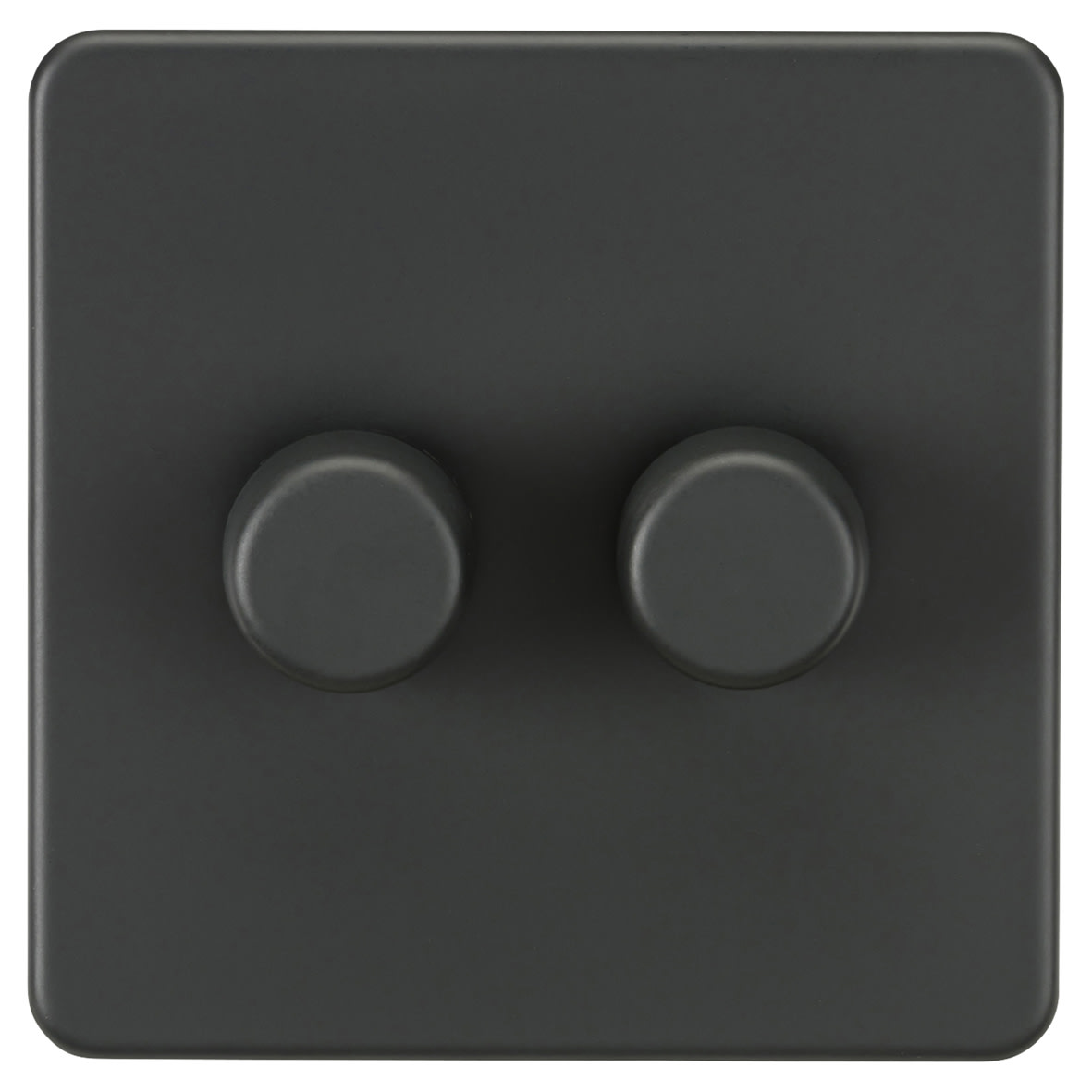 Knightsbridge 5-150W 2 Gang 2 Way Push On/Off Rotary Intelligent LED Dimmer Switch - Anthracite ...
