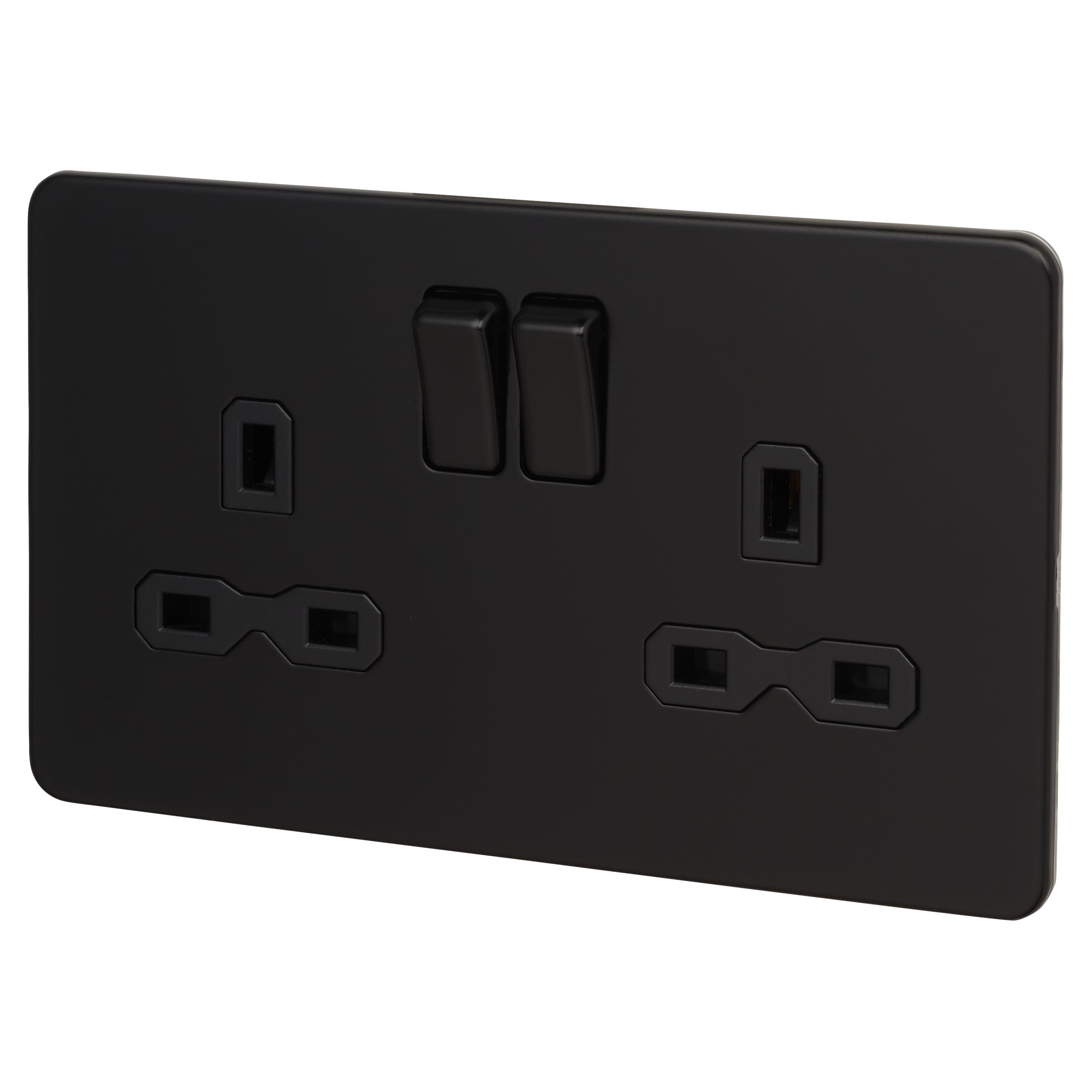 Knightsbridge 13A 2 Gang Screwless Flat Plate DP Switched Socket - Matt ...
