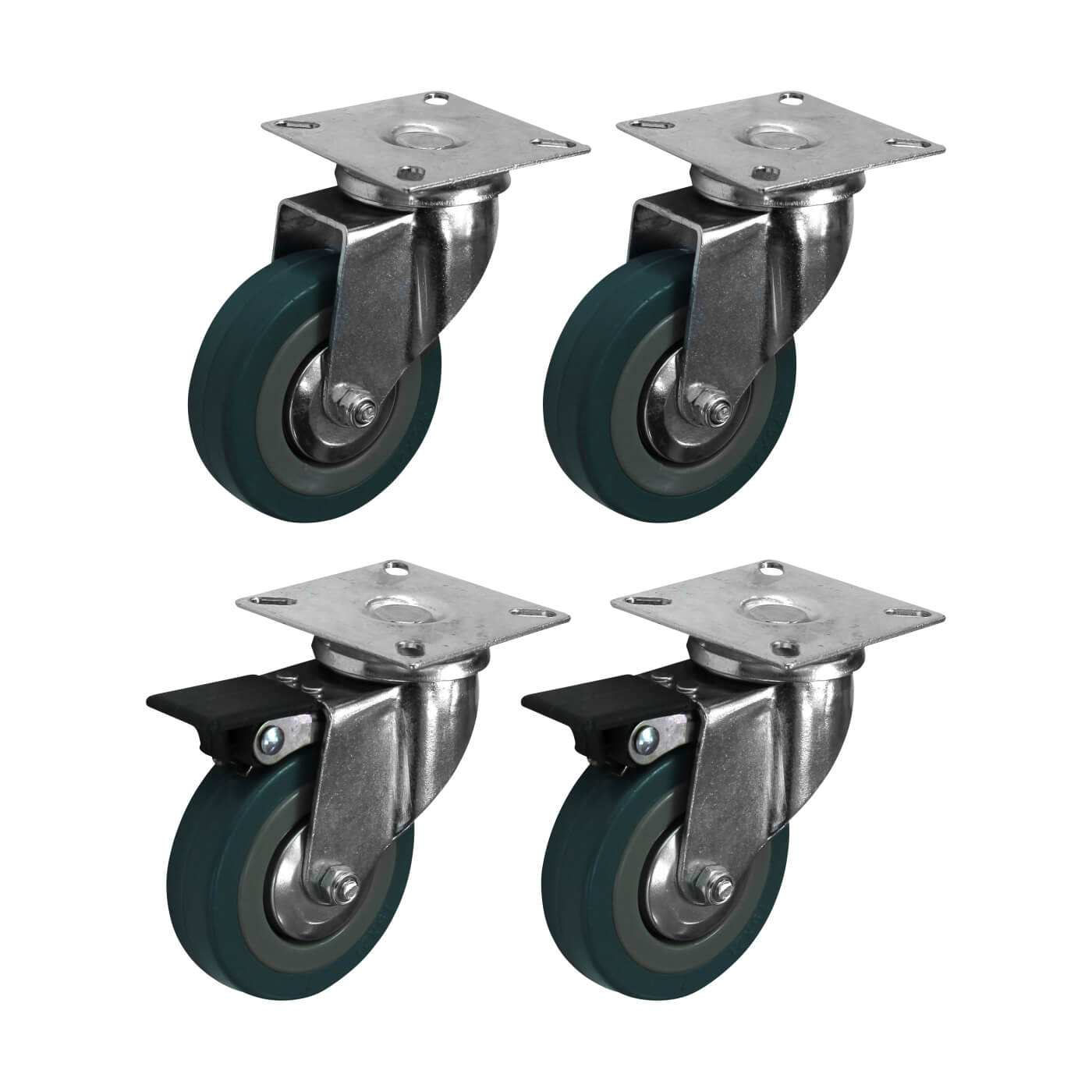 Castor Sets 2 x Swivel 2 x Swivel Braked Grey 135KG | IronmongeryDirect ...