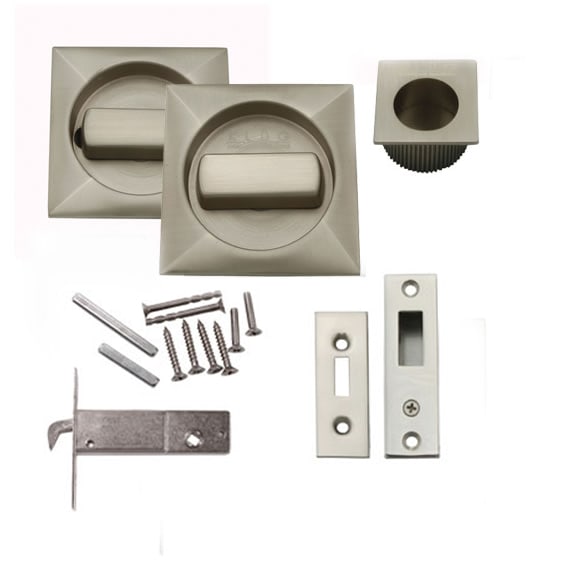 KLUG Square Flush Handle Set with Latch - Satin Nickel ...