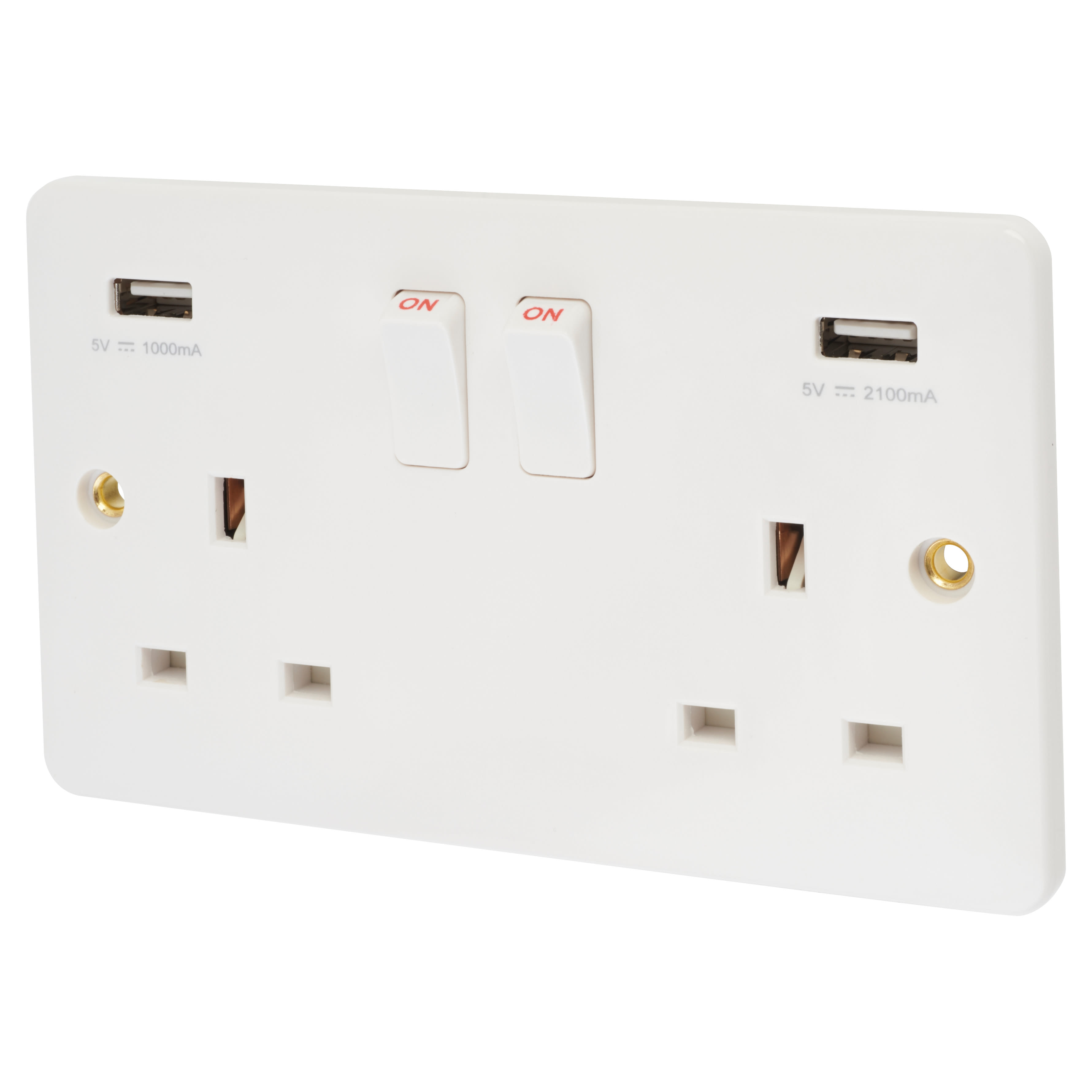 Touchpoint 13A 2 Gang USB Socket with 2 x USB - 3.1A - White ...