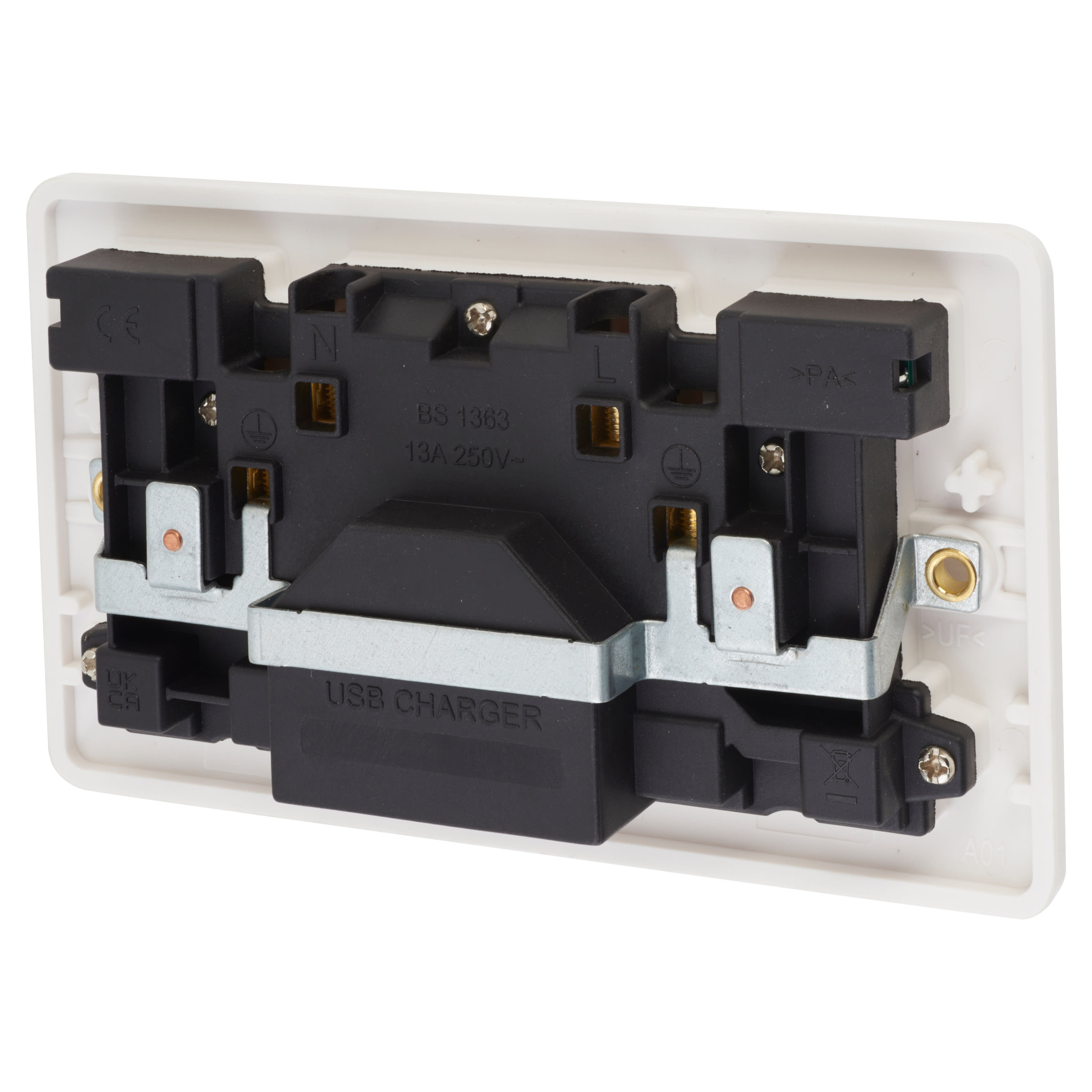 Touchpoint 13A 2 Gang USB Socket with 2 x USB - 3.1A - White ...