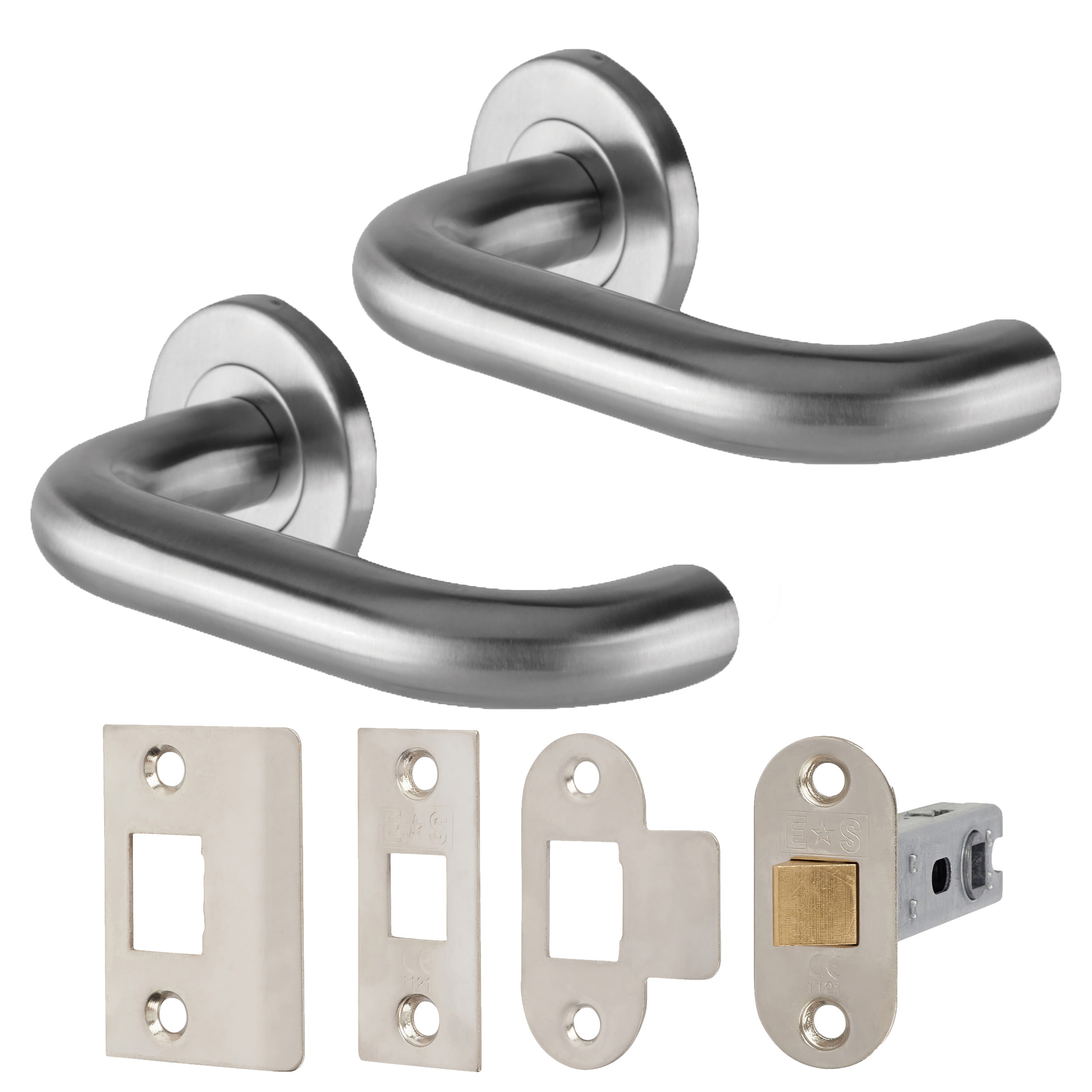 Satin Stanless Lever on Rose Fire Door Latch Pack | IronmongeryDirect ...