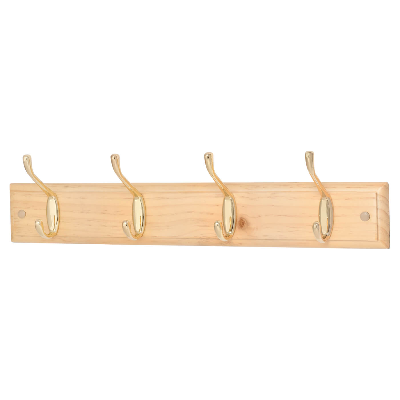 Touchpoint Hat and Coat Hook Rail - 4 Hook - Pine Board with Polished ...