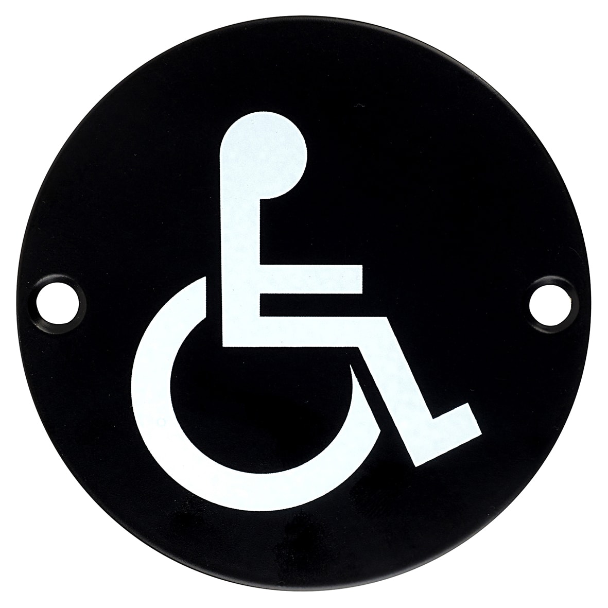 Disabled Toilet Door Sign - 75mm Diameter - Matt Black ...