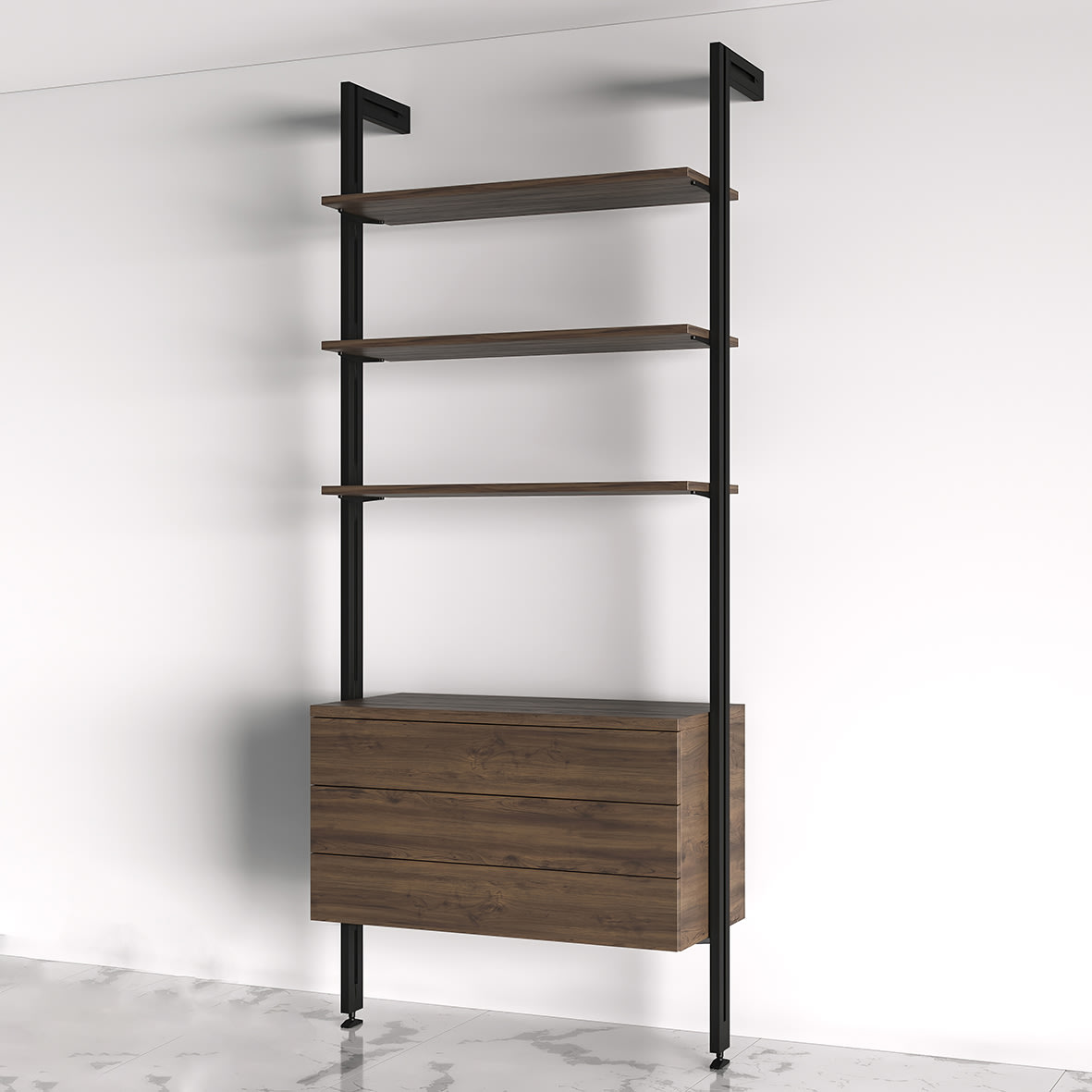 Emuca Zero Bracket Pack - 3 x Wooden Shelf Brackets 1 x Floating Unit ...