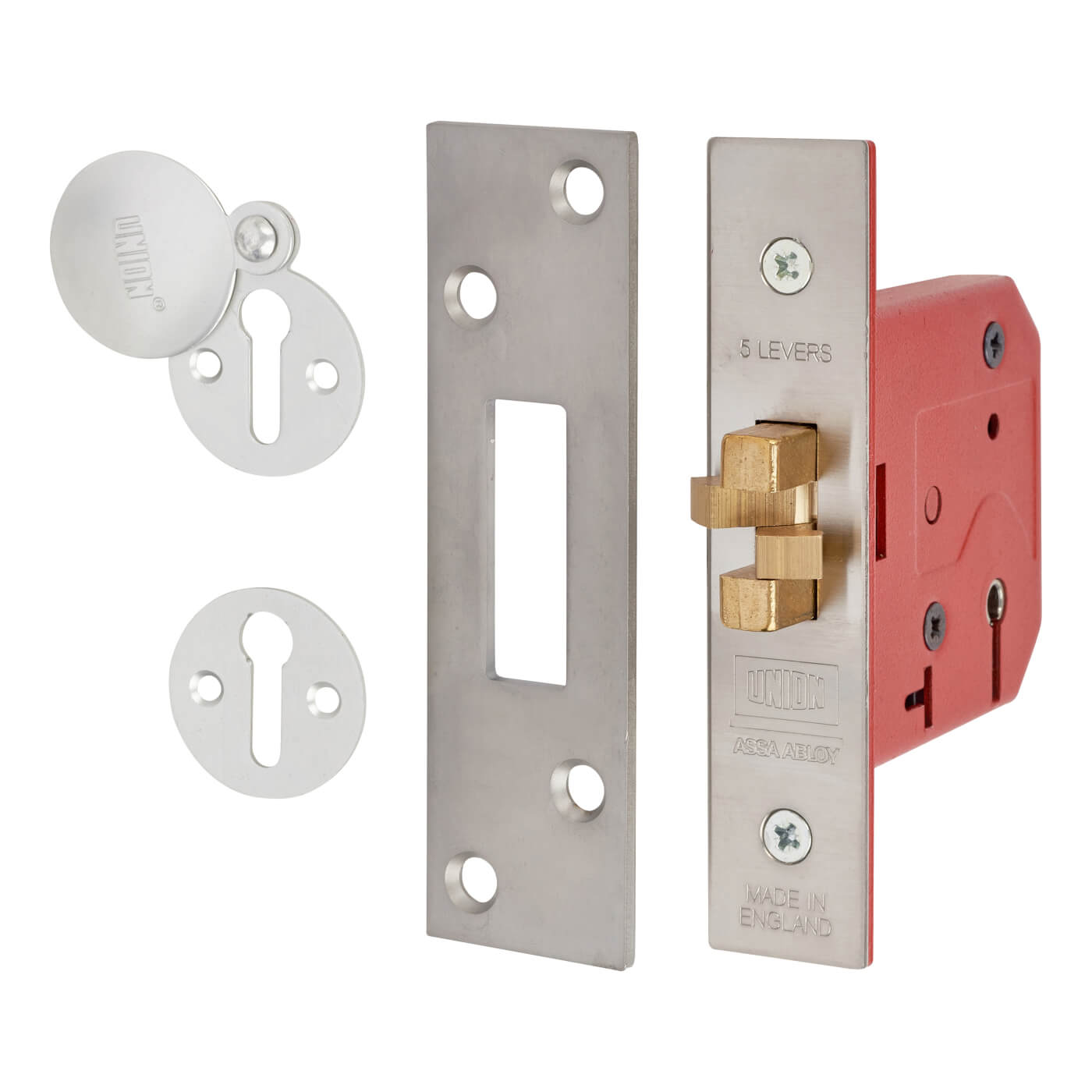 UNION 2401 5 Lever Sliding Door Lock - 78mm Case - 57mm Backset - Satin ...