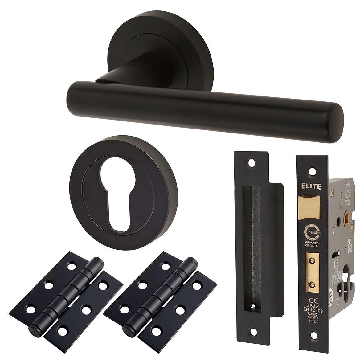 Altro Ella Bathroom Lock Door Handle on Rose Kit - Matt Black ...