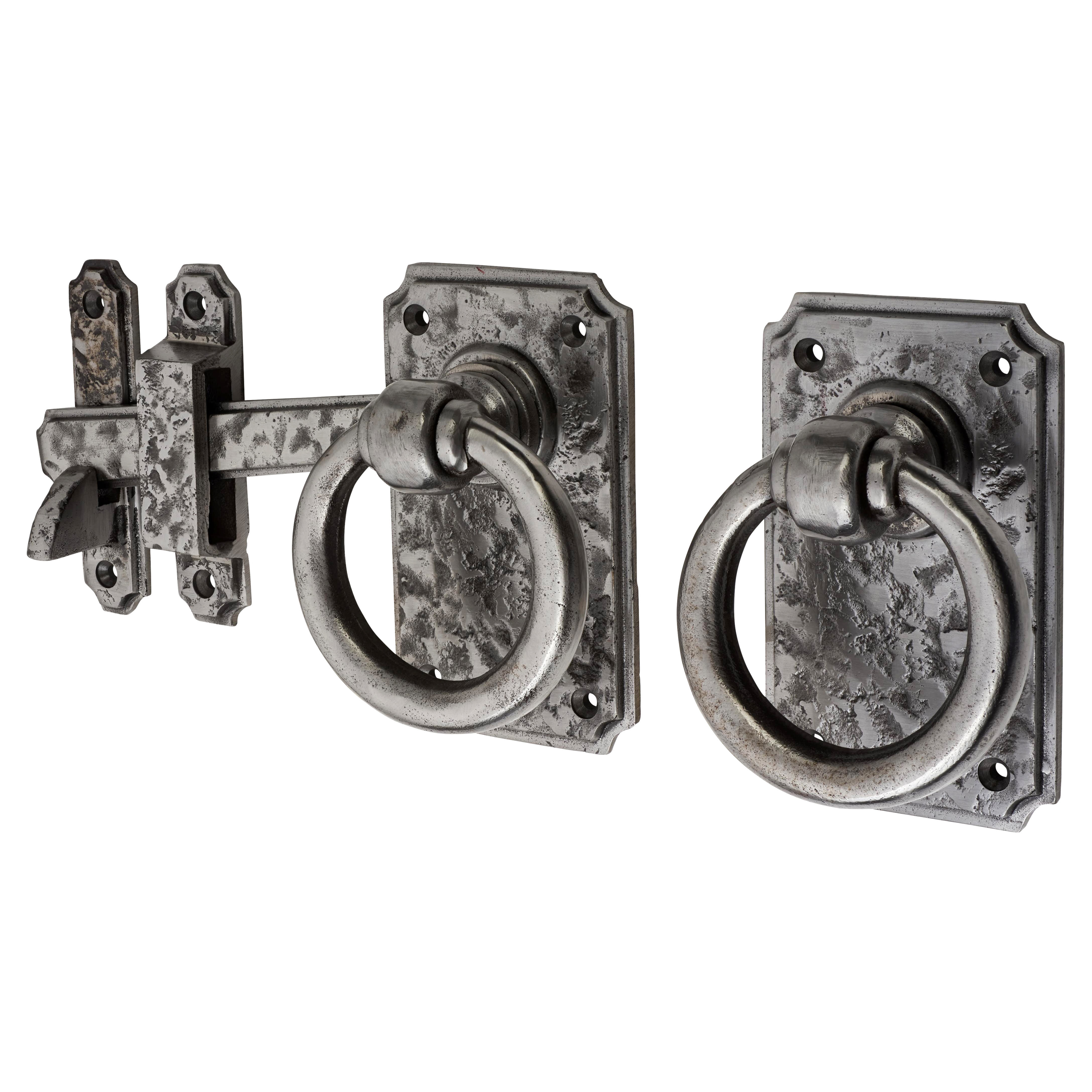 Olde Forge Tudor Style Ring Gate Latch Set - Metalized Polished Iron ...