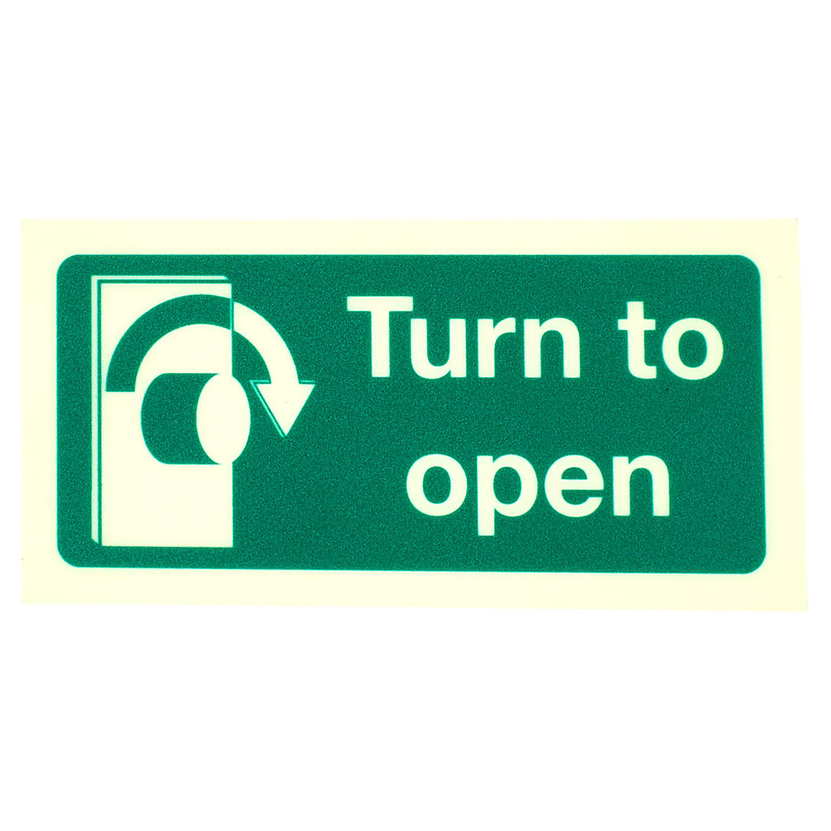 Photoluminescent Turn to Open Clockwise Sign - 100 x 50mm - Rigid ...