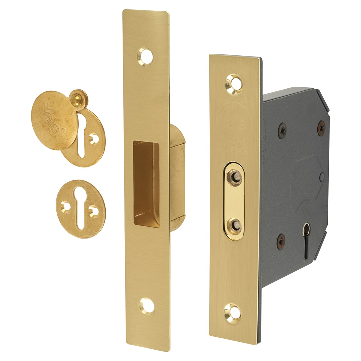 Yale M552 5 Lever Deadlock - 76mm Case - 57mm Backset - Polished Brass ...
