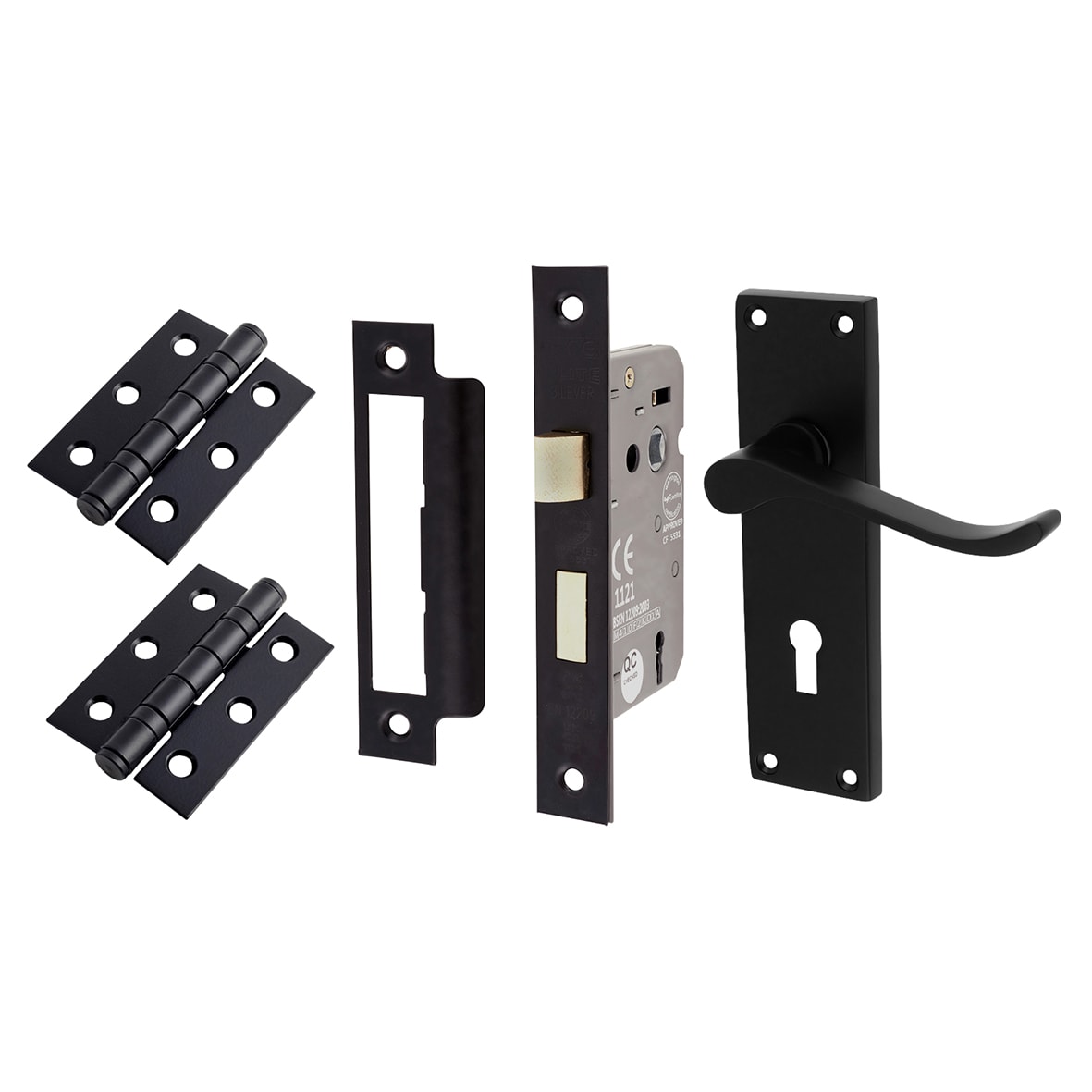 Touchpoint Budget Scroll Door Lock Handle Kit - Keyhole - Matt Black | IronmongeryDirect | Same ...