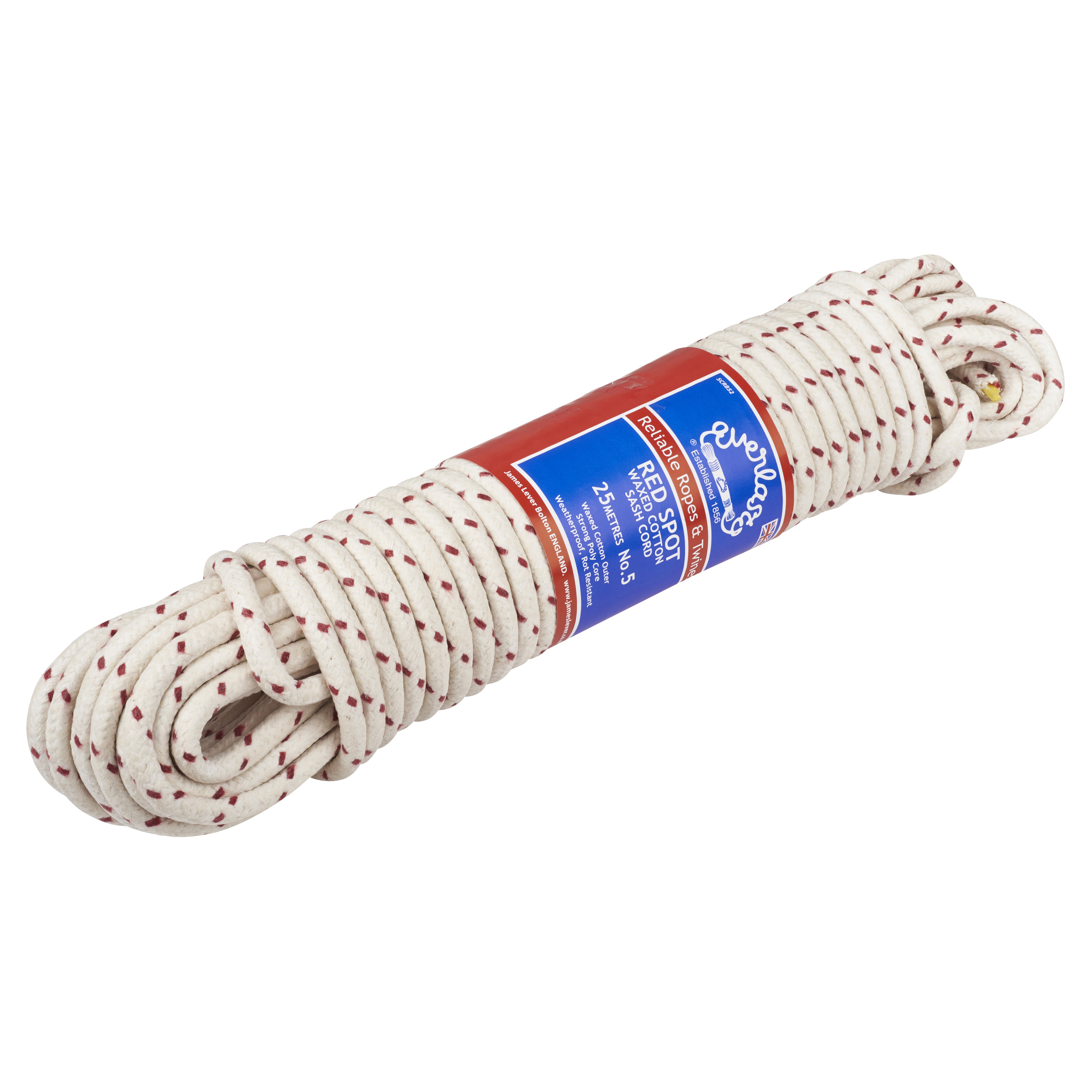 Everlasto No.5 Red Spot Waxed Sash Cord - 8mm - 25M Knot ...