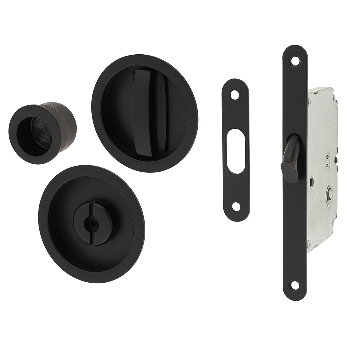 Eclisse Essentials Round Privacy Handle Set with Lock - Matt Black ...