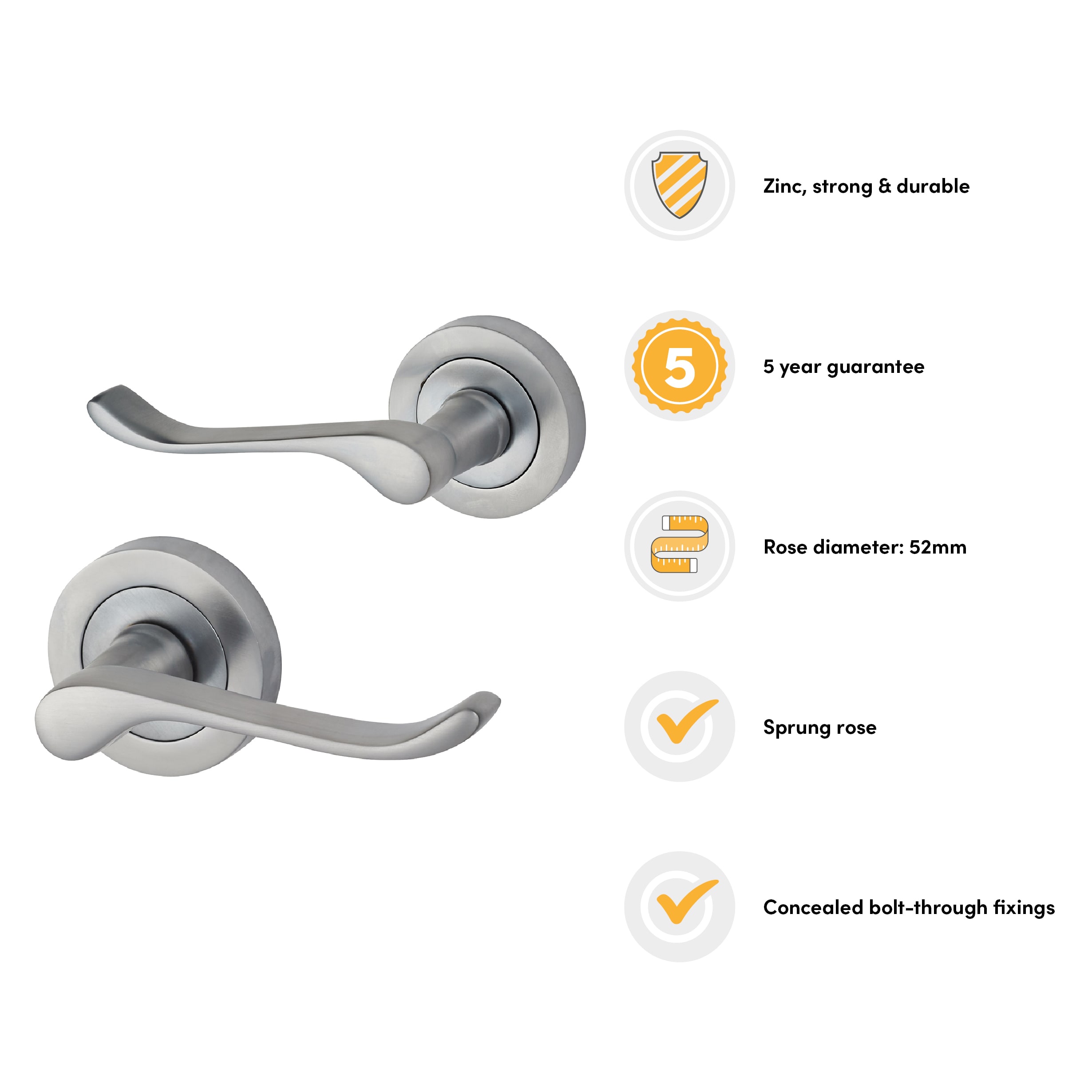 Touchpoint Scroll Lever Door Handle on Rose - Satin Chrome ...