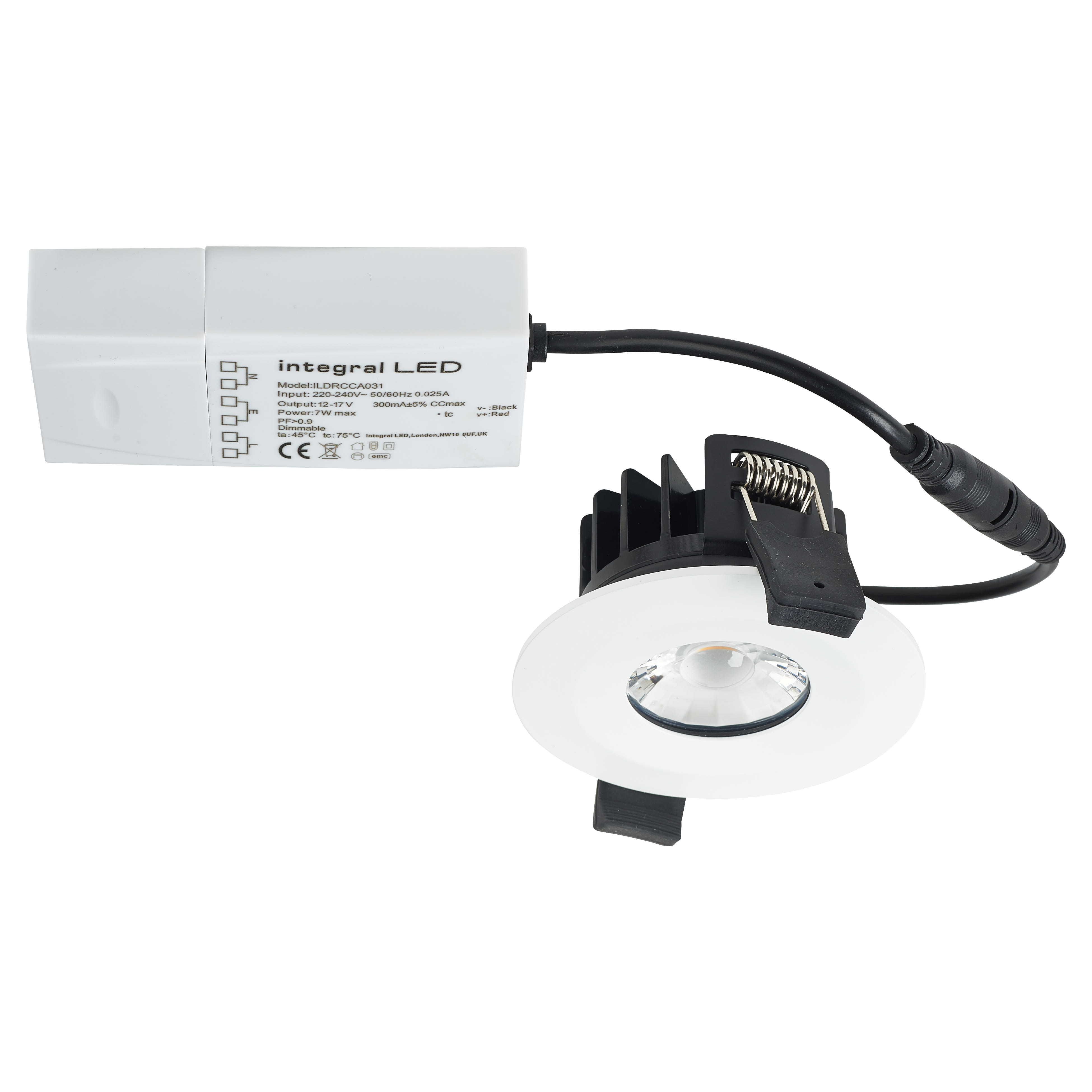 Integral LED 6W IP65 Low Profile Fire Rated LED Dimmable Fixed Downlight - 3000K Warm White ...