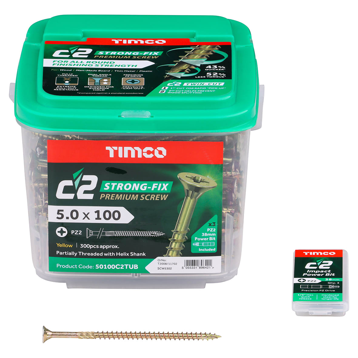 TIMCO C2 Strong-Fix Pozi Double Countersunk Twin-Cut Screws- 5.0 x ...