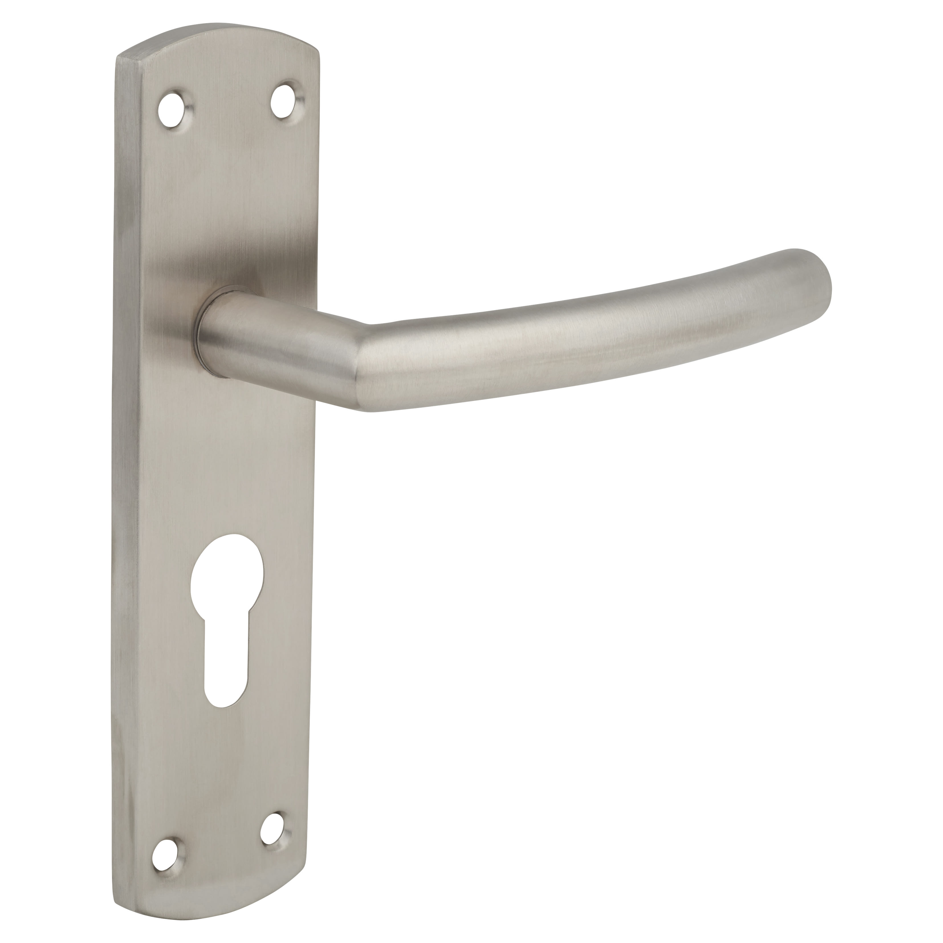 Altro Arched Door Handle - Euro Lock Set - Satin Stainless Steel ...