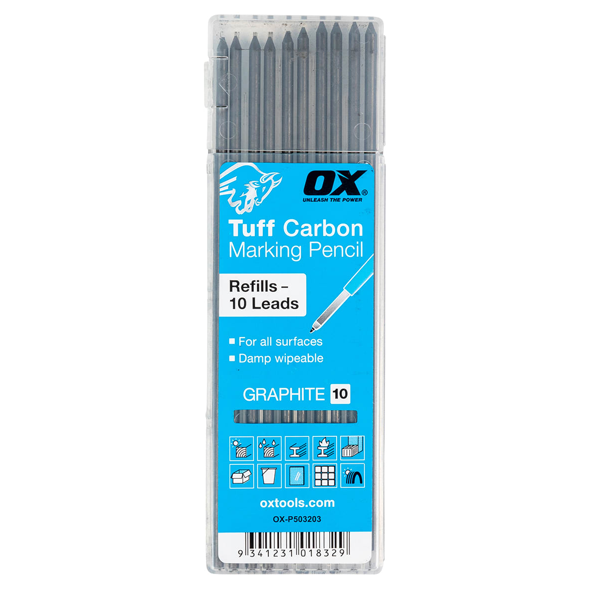 OX Pro Tuff Carbon Pencil Lead Replacements - Graphite - Pack of 10 ...