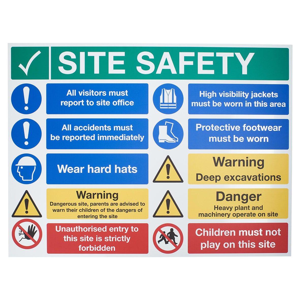 Site Safety Notice All Visitors Must Sign - 600 x 800mm - Rigid Plastic ...