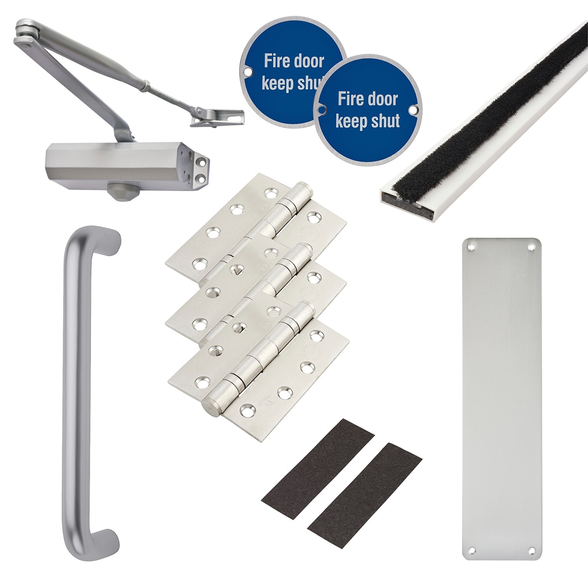 Light Duty Pull Handle Fire Door Kit - Aluminium | IronmongeryDirect ...