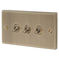 Knightsbridge 13A 2 Gang Double Pole Switched Socket - Antique Brass ...