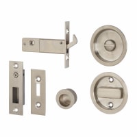M Marcus Round Flush Privacy Handle Set with Lock - Satin Brass ...