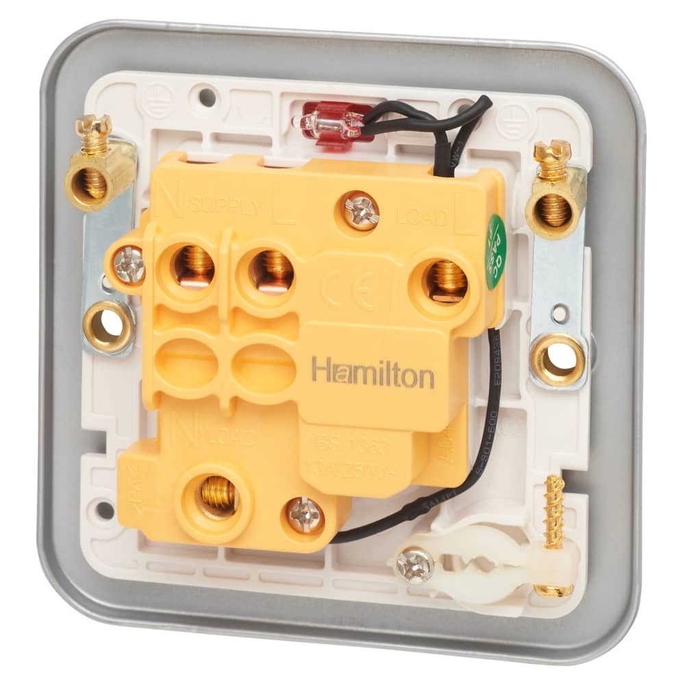 Hamilton Metalclad 13A 1 Gang Double Pole Fused Spur and Neon and Cable ... Hamilton Metalclad 13A 1 Gang Double Pole Fused Spur and Neon and Cable ...