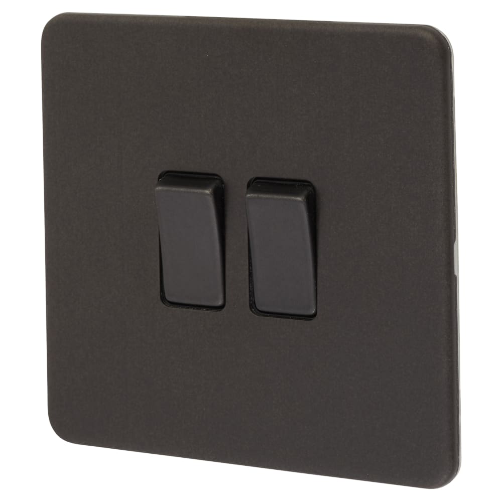 Knightsbridge 10AX 2 Gang Screwless Flat Plate Light Switch - Smoked ...