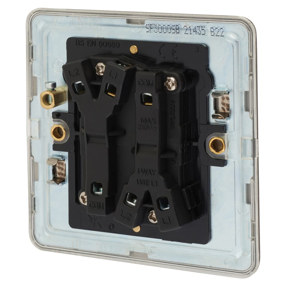 Knightsbridge 10AX 2 Gang Screwless Flat Plate Light Switch - Smoked ...