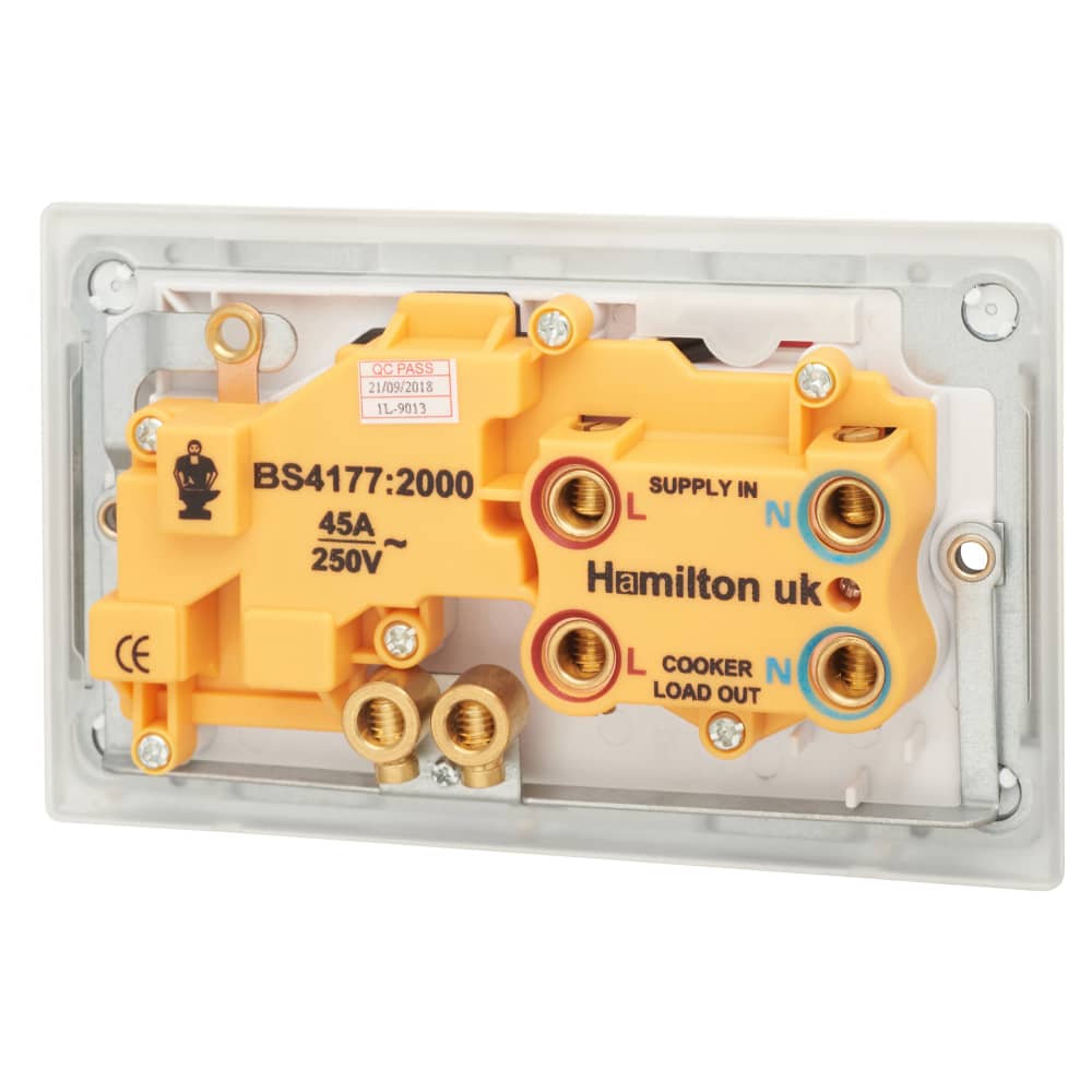 Hamilton Hartland 45A Double Pole Rocker + Neon + 13A Switched Socket ... Hamilton Hartland 45A Double Pole Rocker + Neon + 13A Switched Socket ...