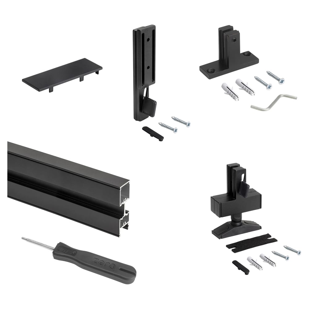 Emuca Zero 3 Profile Floor to Wall Kit - 2170mm Length - Black ...