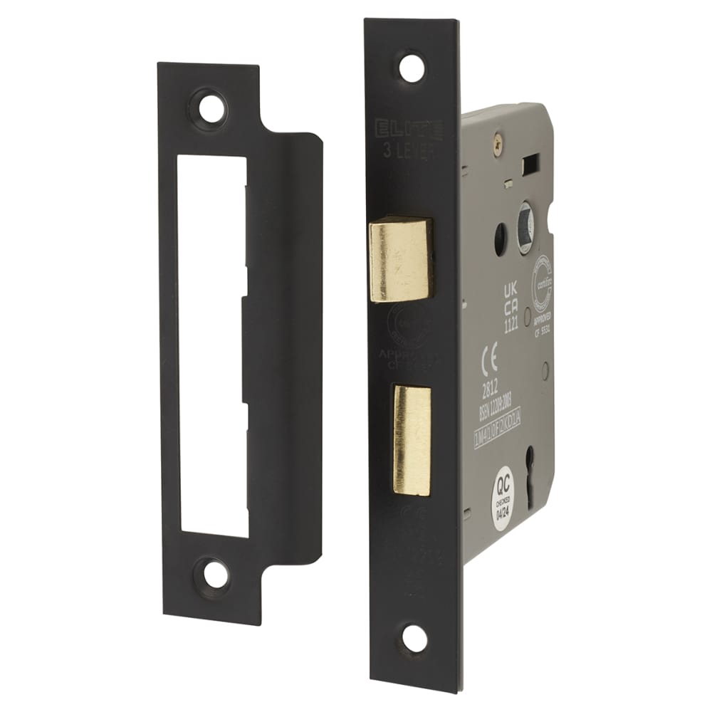 Altro Matt Black 3 Lever Sashlock Door Handles on Rose Pack - Emily ...