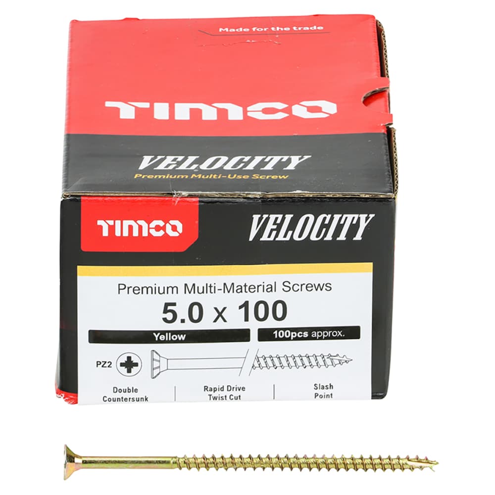 TIMco Velocity Woodscrew - 5.0 x 100mm - Pack 100 | IronmongeryDirect ...