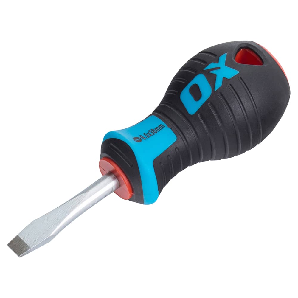 OX Pro Slotted Flared Screwdriver Stubby - 6.5 x 38mm ...
