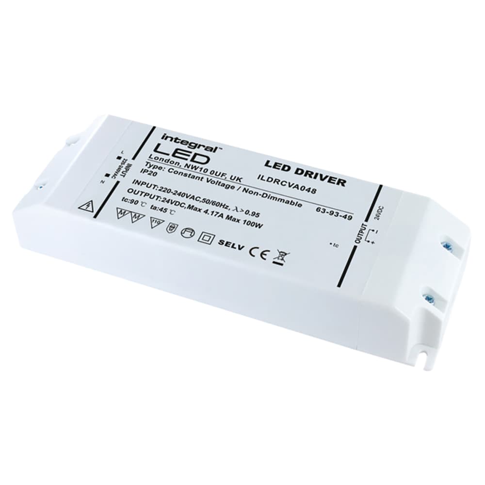 Integral LED 24V 100W Constant Voltage LED Driver - IP20 - 200-240VAC ...