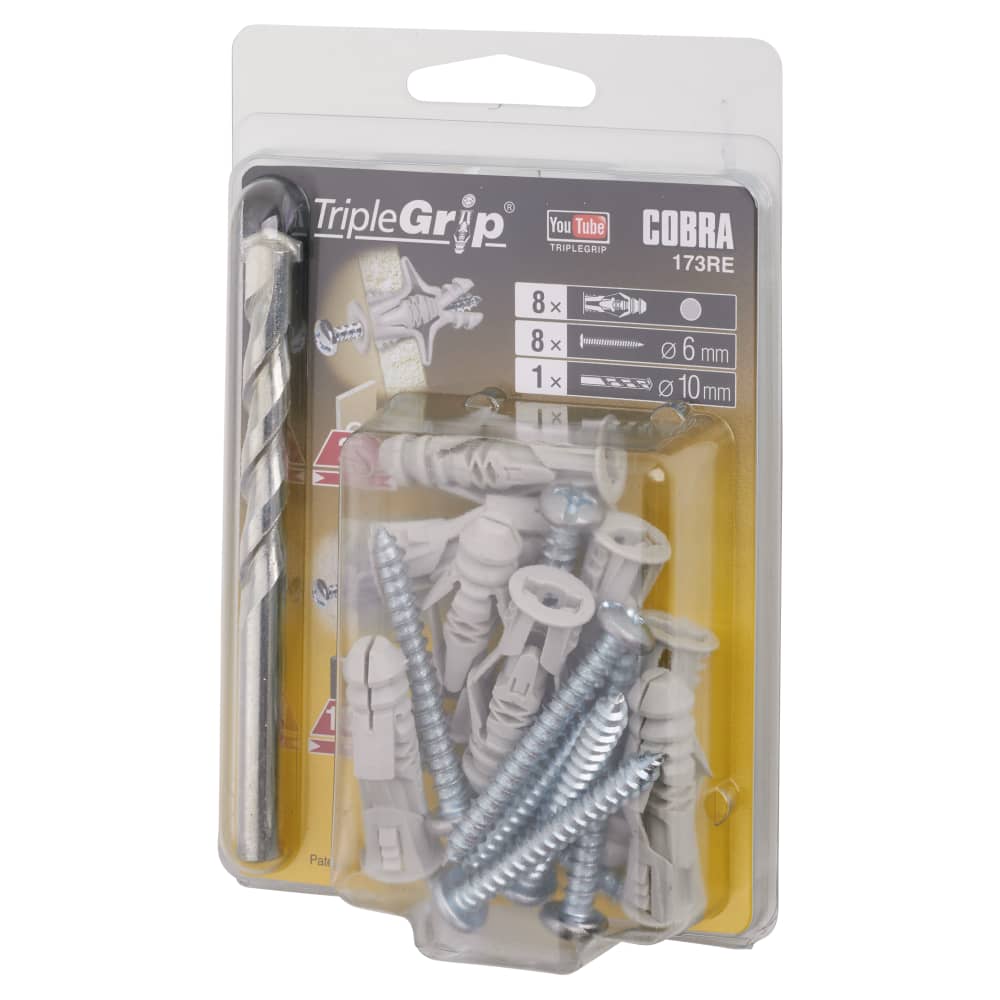 Cobra TripleGrip Universal Multi Purpose Wall Fixing - 10 x 47mm - Pack ...