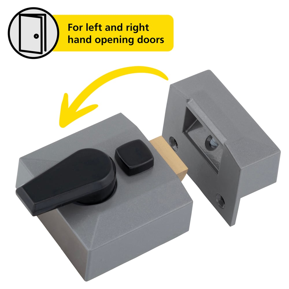 Altro Deadlocking Nightlatch - 40mm Backset - Grey Case/Polished Brass ...