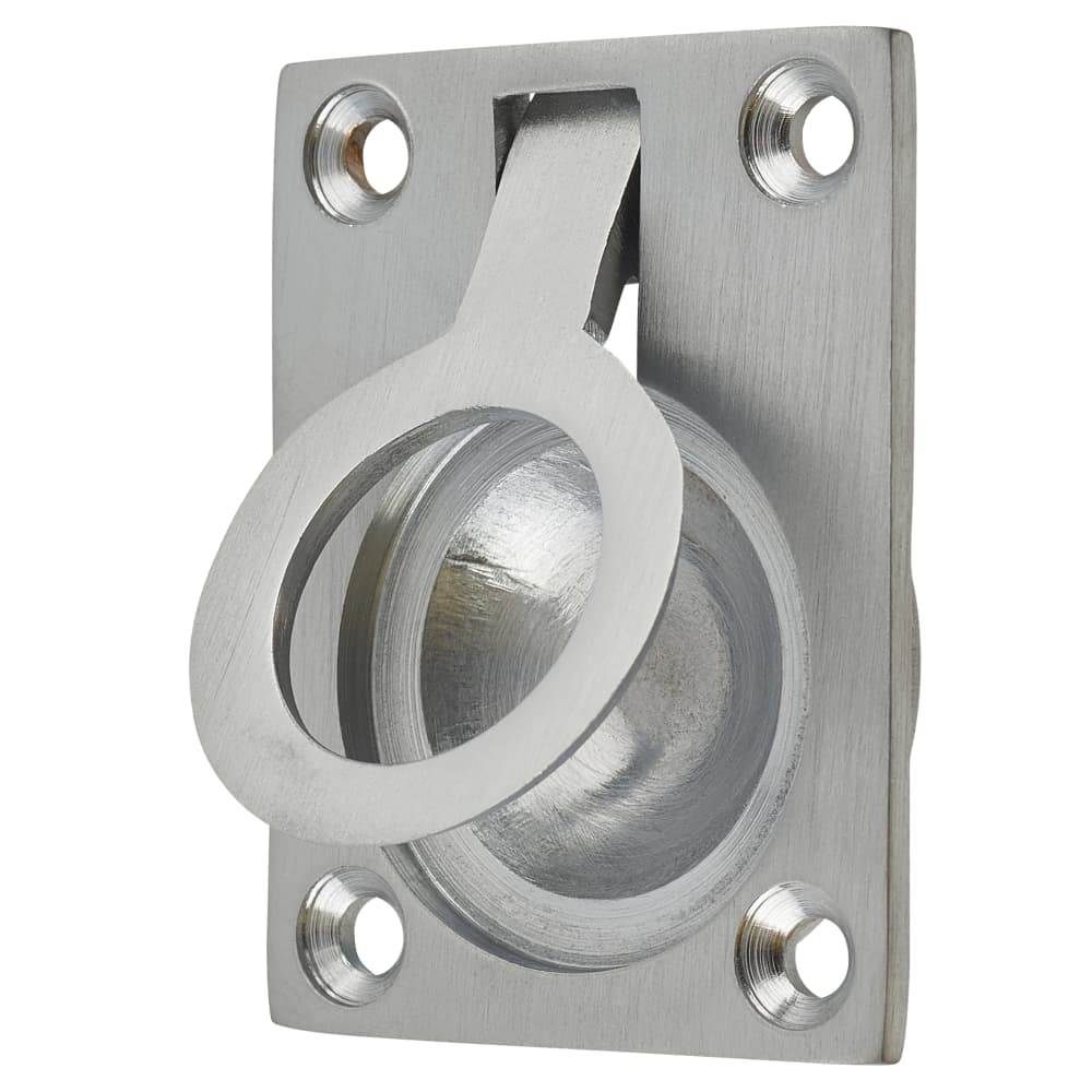 Altro Rectangular Flush Ring Pull - 50 x 38mm - Satin Chrome ...