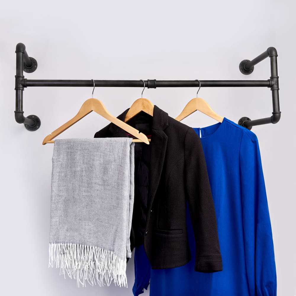 Altro 1/2" Pipe Wardrobe Rail Kit - Black | IronmongeryDirect | Same ...