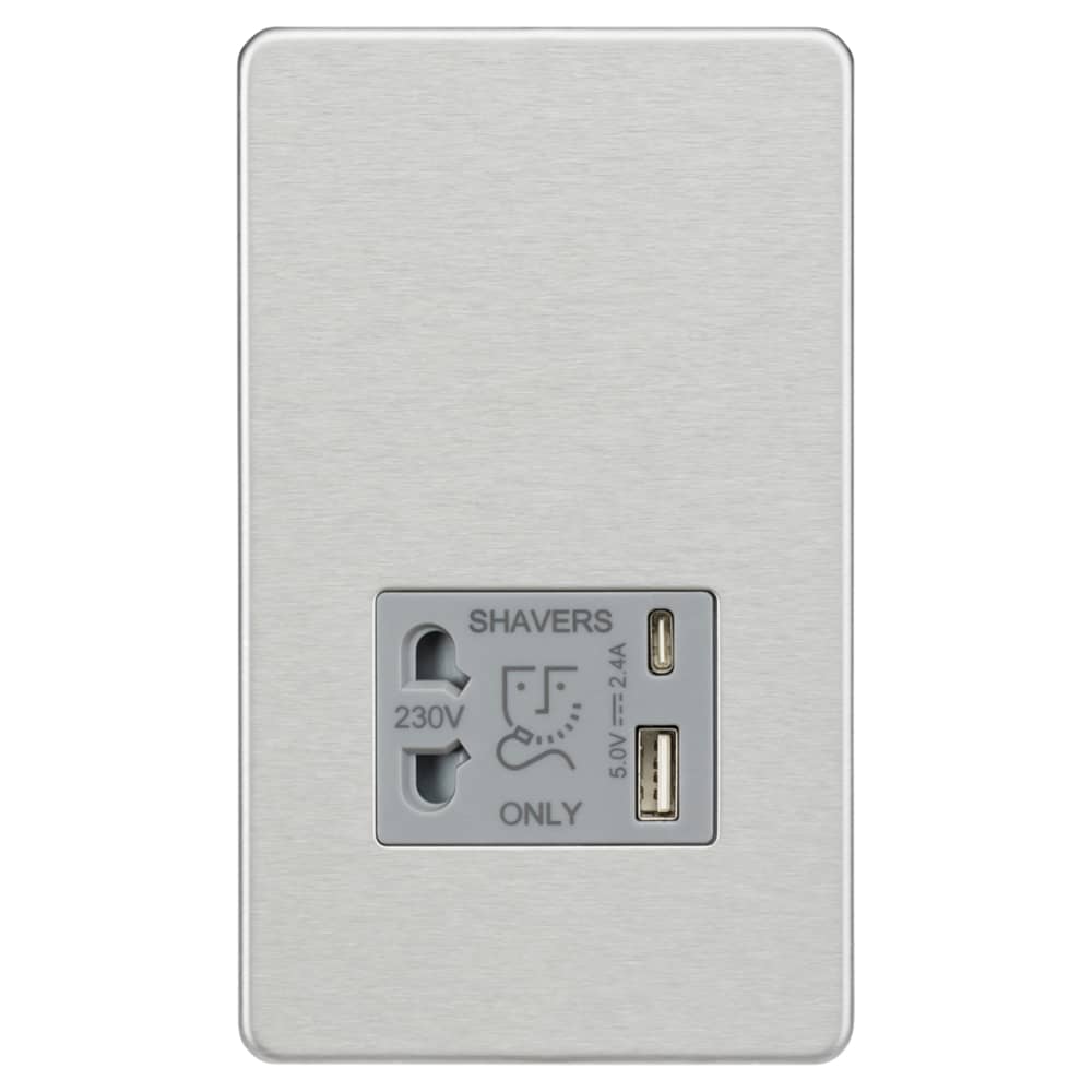 Knightsbridge 230V Shaver Socket with Type A/C USB Ports - 2.4A ...