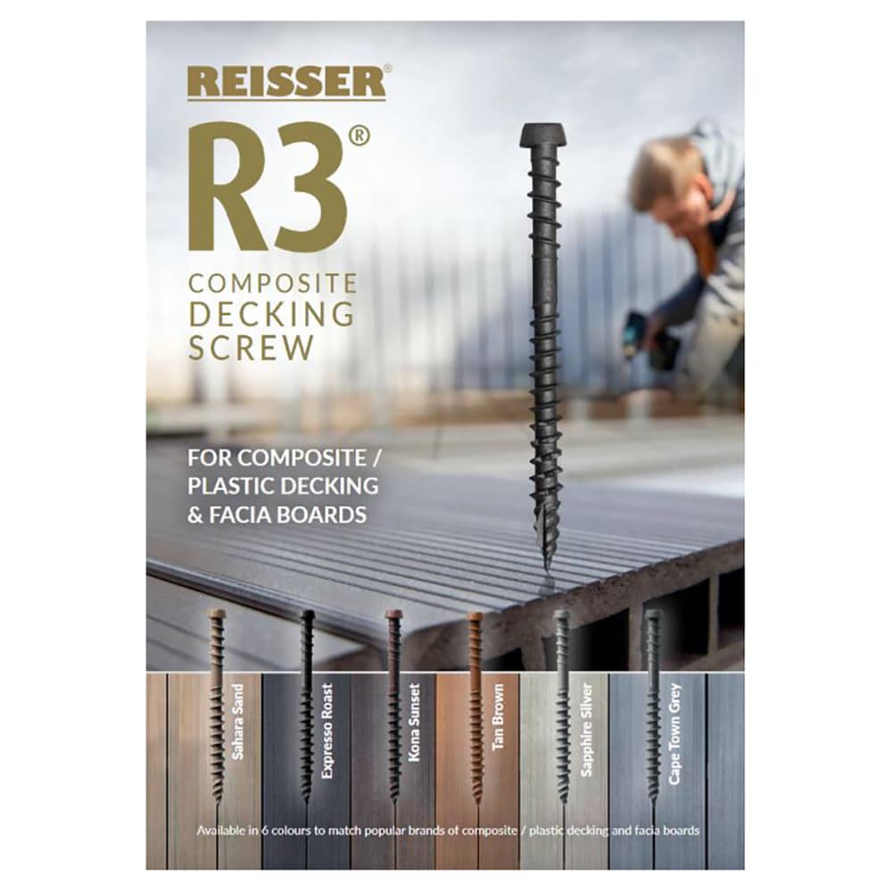 Reisser R3 KO2 Composite Decking Screw - 5.0 x 63mm - Expresso Roast ...