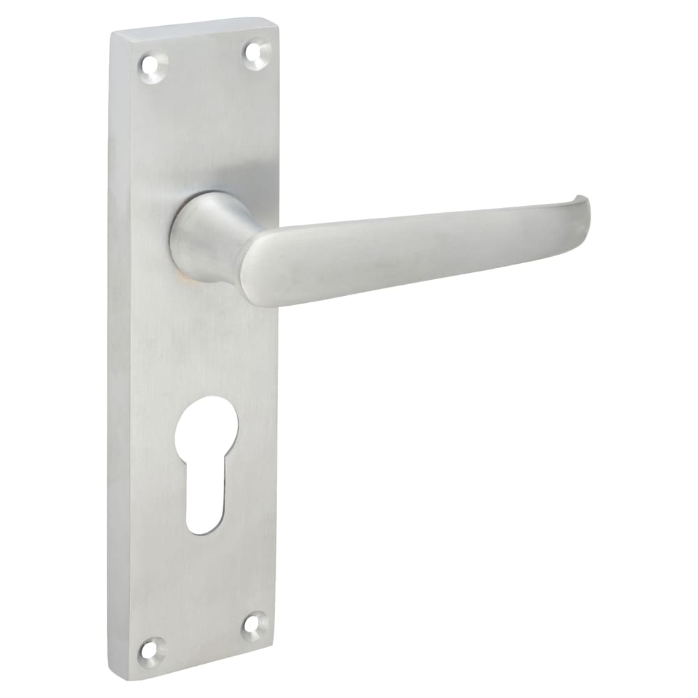 Touchpoint Victorian Straight Door Handle - Euro Lock Set - Satin ...