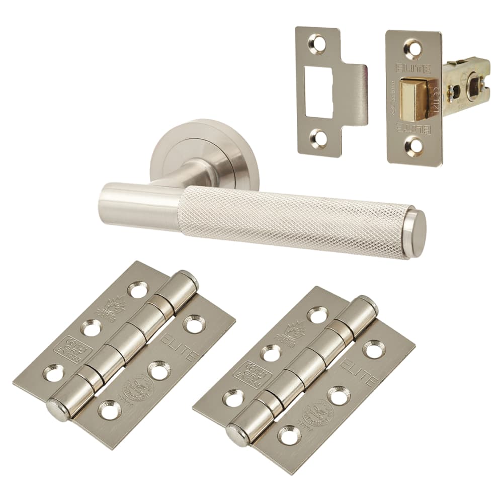 Altro Remi Knurled Latch Door Handle Kit - Satin Nickel ...