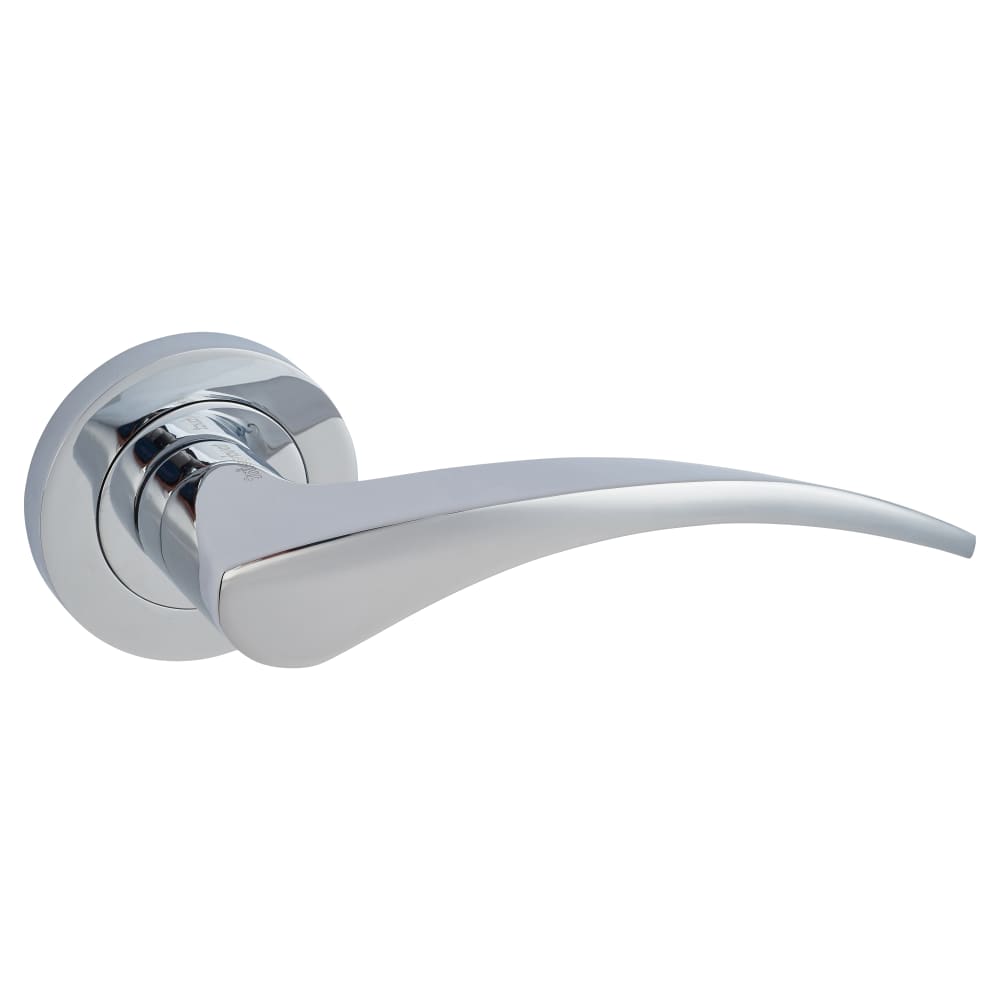 Touchpoint Aston Lever Door Handle on Rose - Door Kit - Polished Chrome ...