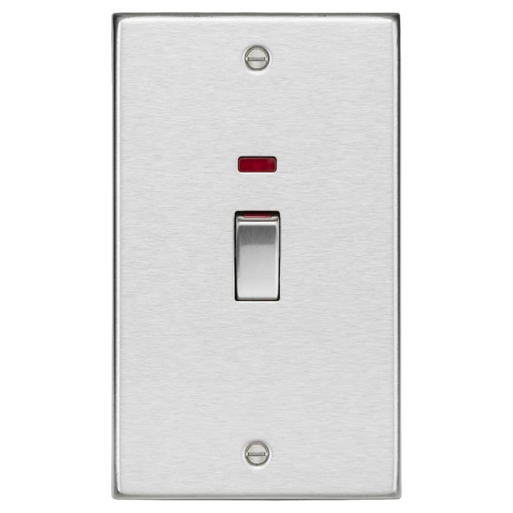 Knightsbridge 45A 2 Gang Square Edge Double Pole Cooker Switch with ...